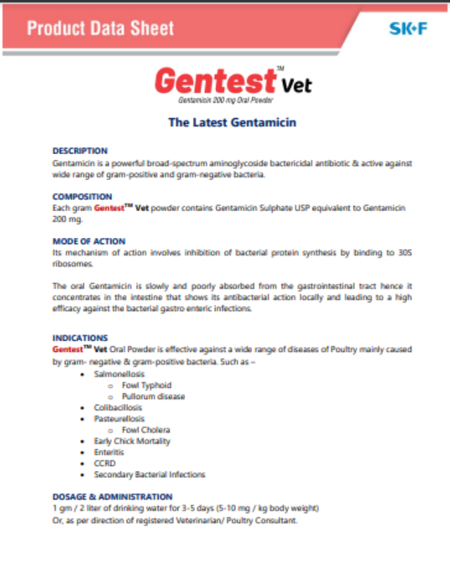 Gentest Vet Powder 100gm-AgroMukam