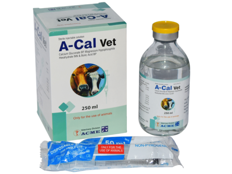A-Cal Vet Injection 250 ml | Calcium & Energy Boost for Cattle - Agromukam-AgroMukam