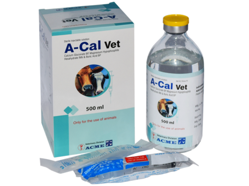 A-Cal Vet Injection 500 ml | Calcium & Energy Boost for Cattle - Agromukam-AgroMukam