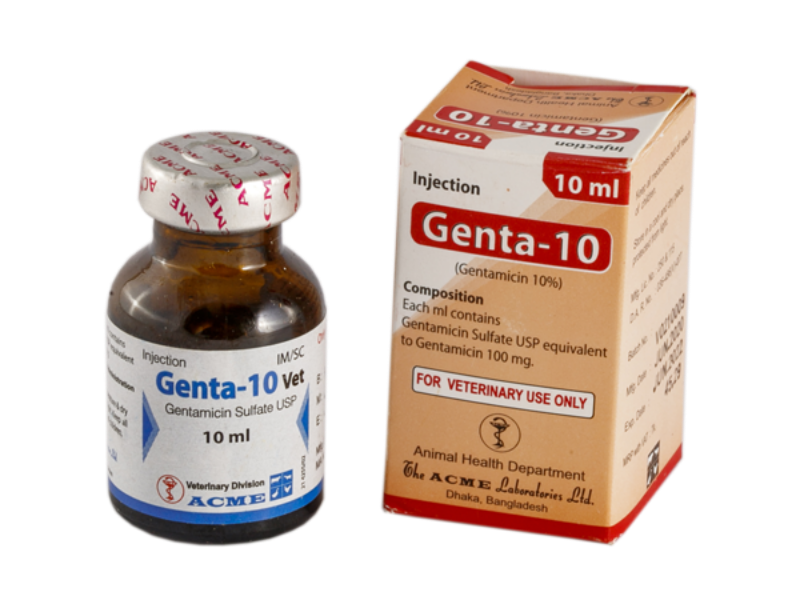 Genta-10 Vet Injection: Stylish & Durable Cattle & Goat Medicine for Healthy Immune System-AgroMukam