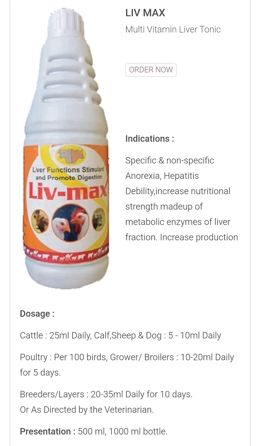 Liv MaX 1L: Boost Your Cattle's Health & Performance-AgroMukam